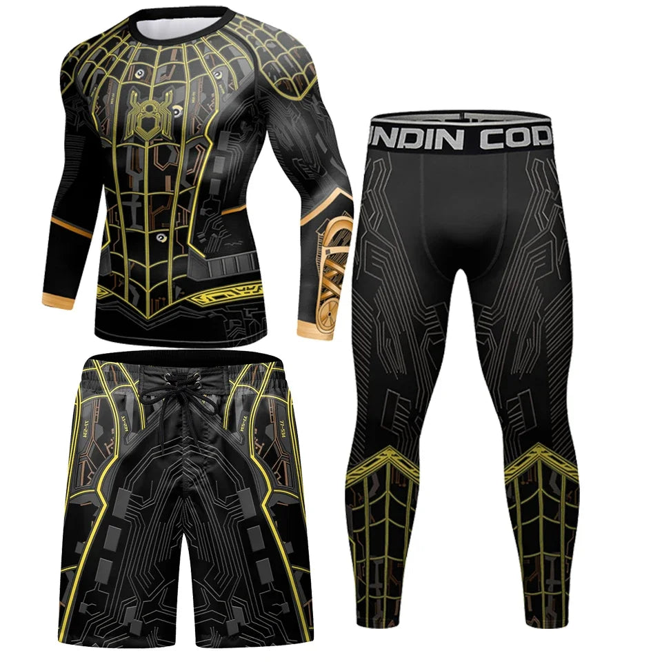Spider Compression 'Brown Recluse' Long Sleeve 3 Piece Set for Athletes