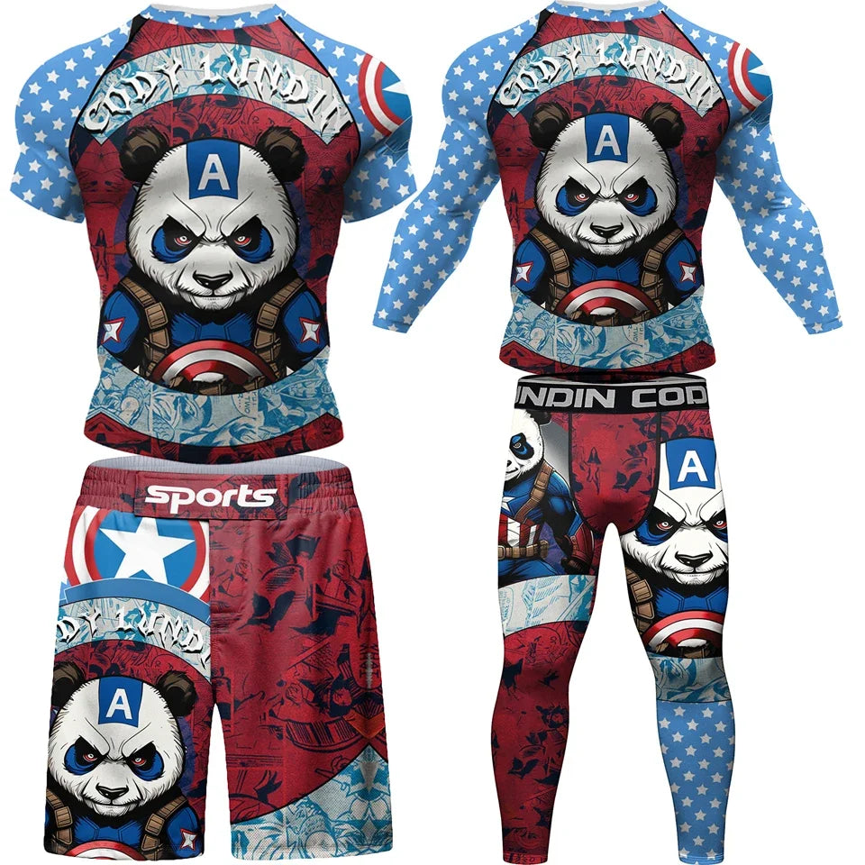 Panda Compression 'Captain Panda' Short Sleeve Rashguard Set