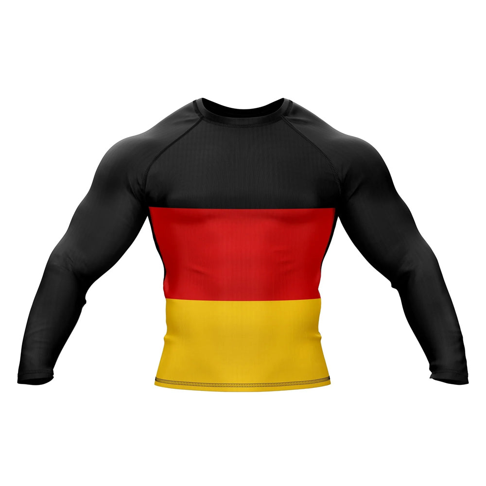 German Flag Long Sleeve Compression Rashguard for Athletes