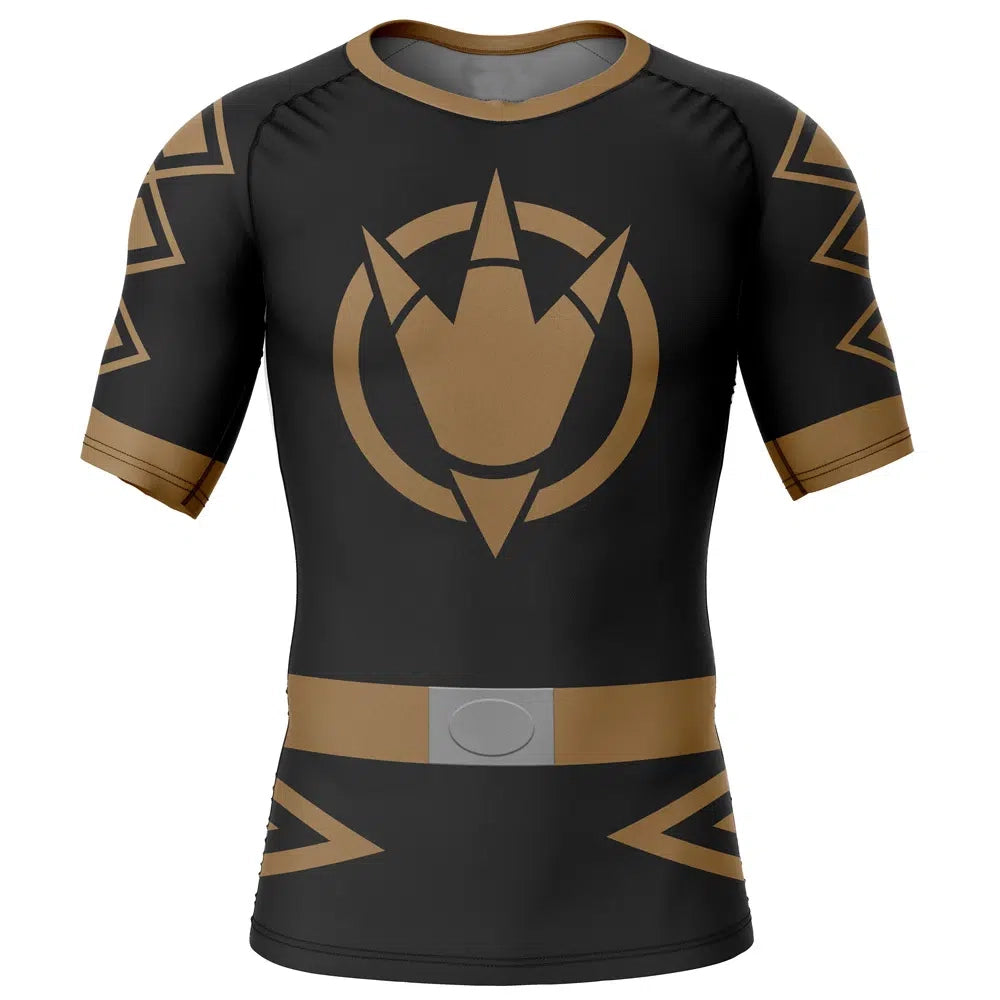 Power Rangers 'Black Dino Thunder Ranger' Short Sleeve Compression Ras