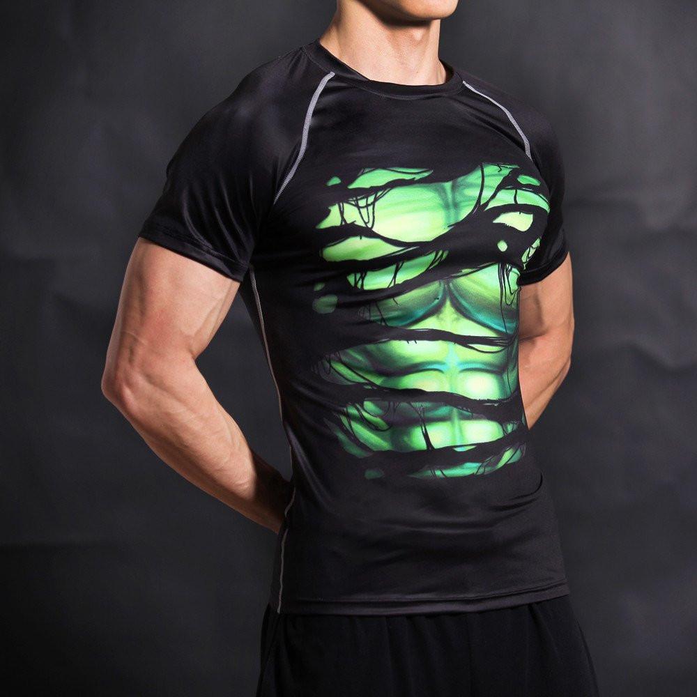Incredible Hulk "Hero Revealed" Black Short Sleeve Compression Rash Guard