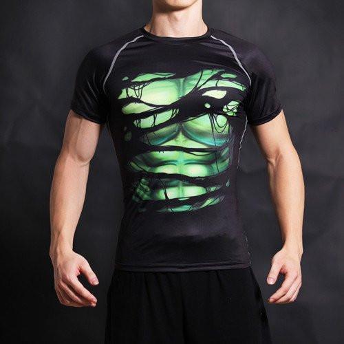 Incredible Hulk "Hero Revealed" Black Short Sleeve Compression Rash Guard