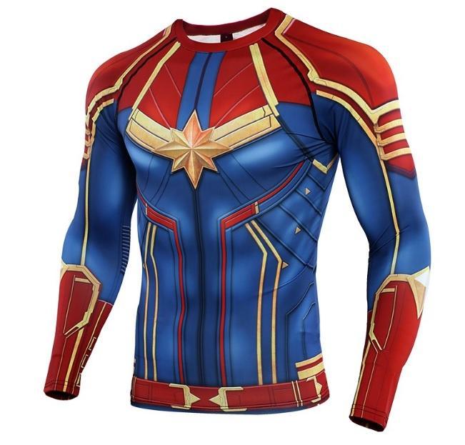 Men's Captain Marvel Carol Danvers Compression Long Sleeve Rashguard