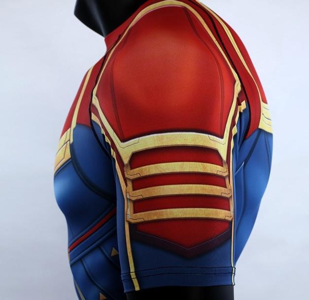 Men's Captain Marvel Carol Danvers Compression Short Sleeve Rashguard