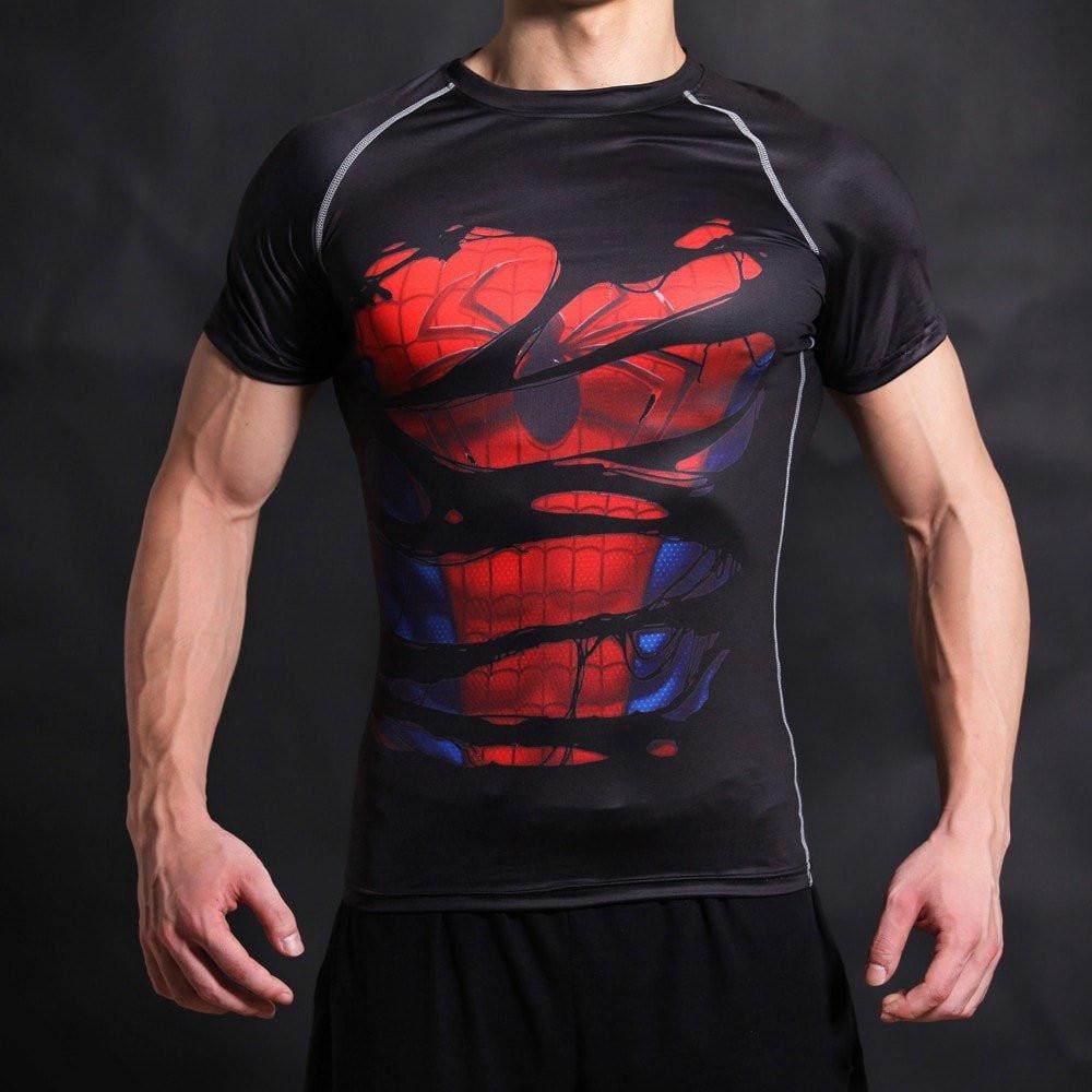 Spider Man "Hero Revealed" Black Compression Rash Guard